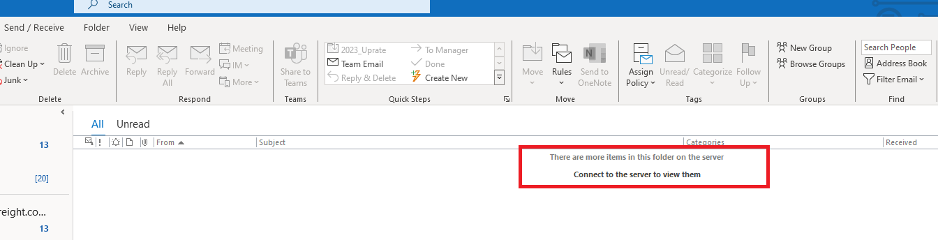 There are more items in this folder on the server, Outlook 365 sync error - Intuitive Strategy